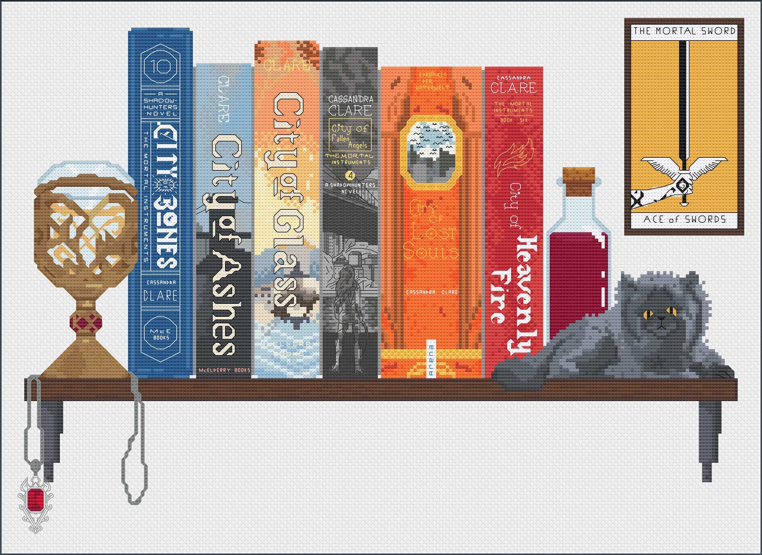 The Mortal Instruments Bookcase - PDF Cross Stitch Patterns - Etsy