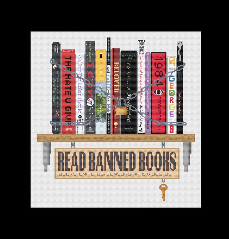 Banned Books Bookshelf - PDF Cross Stitch Patterns - Etsy