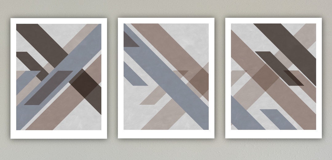 Geometric Abstract Art Print Set: Contemporary Triptych Wall Decor - Etsy