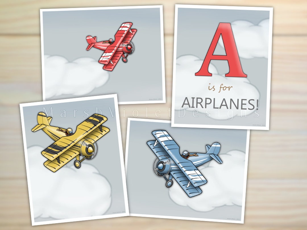 Playroom Airplane, Nursery Aviation, Travel Flying, Kids Room Decor 4 ...