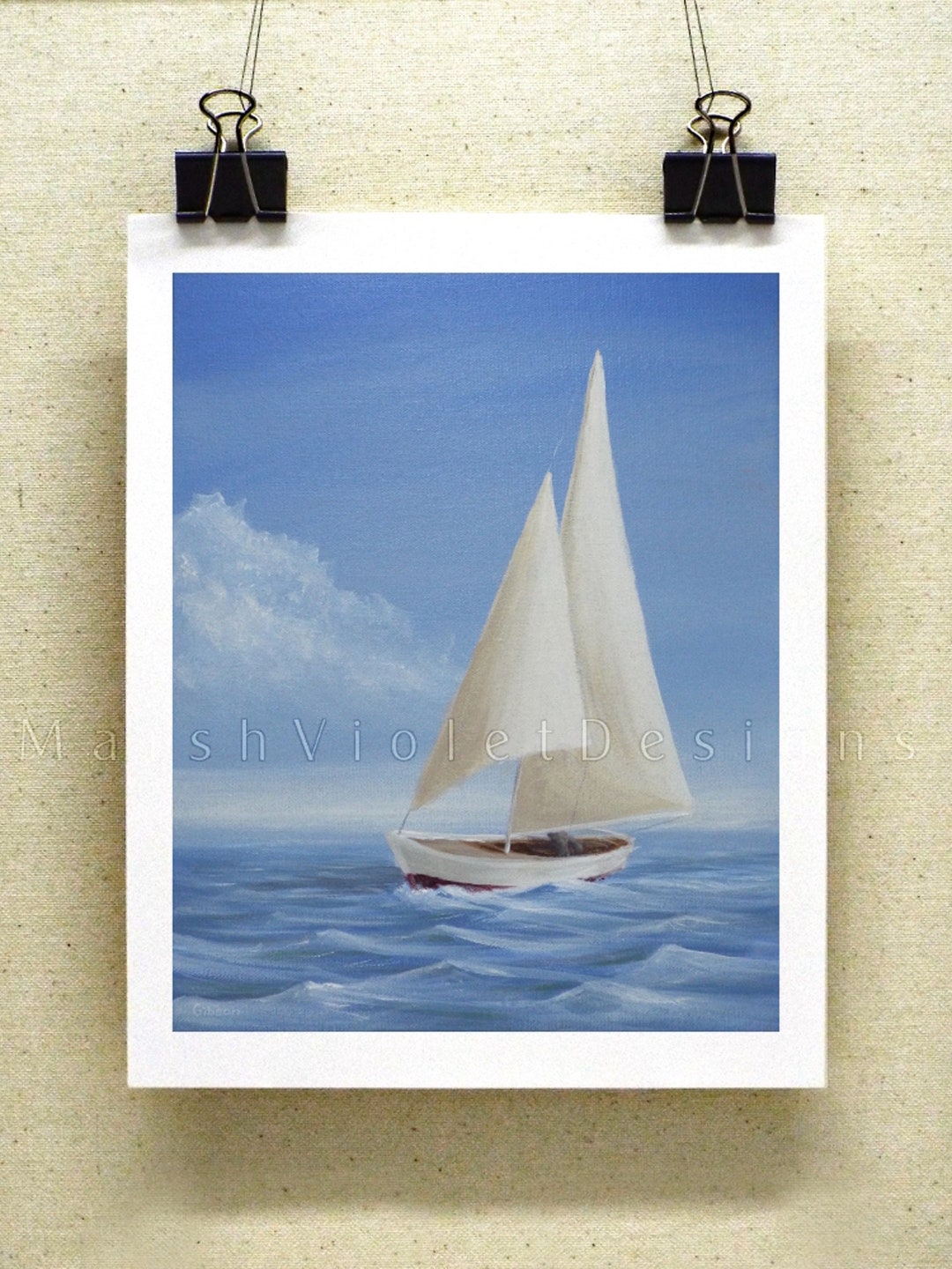 Sailboat Art Print: Coastal Ocean Sailing Decor - Etsy