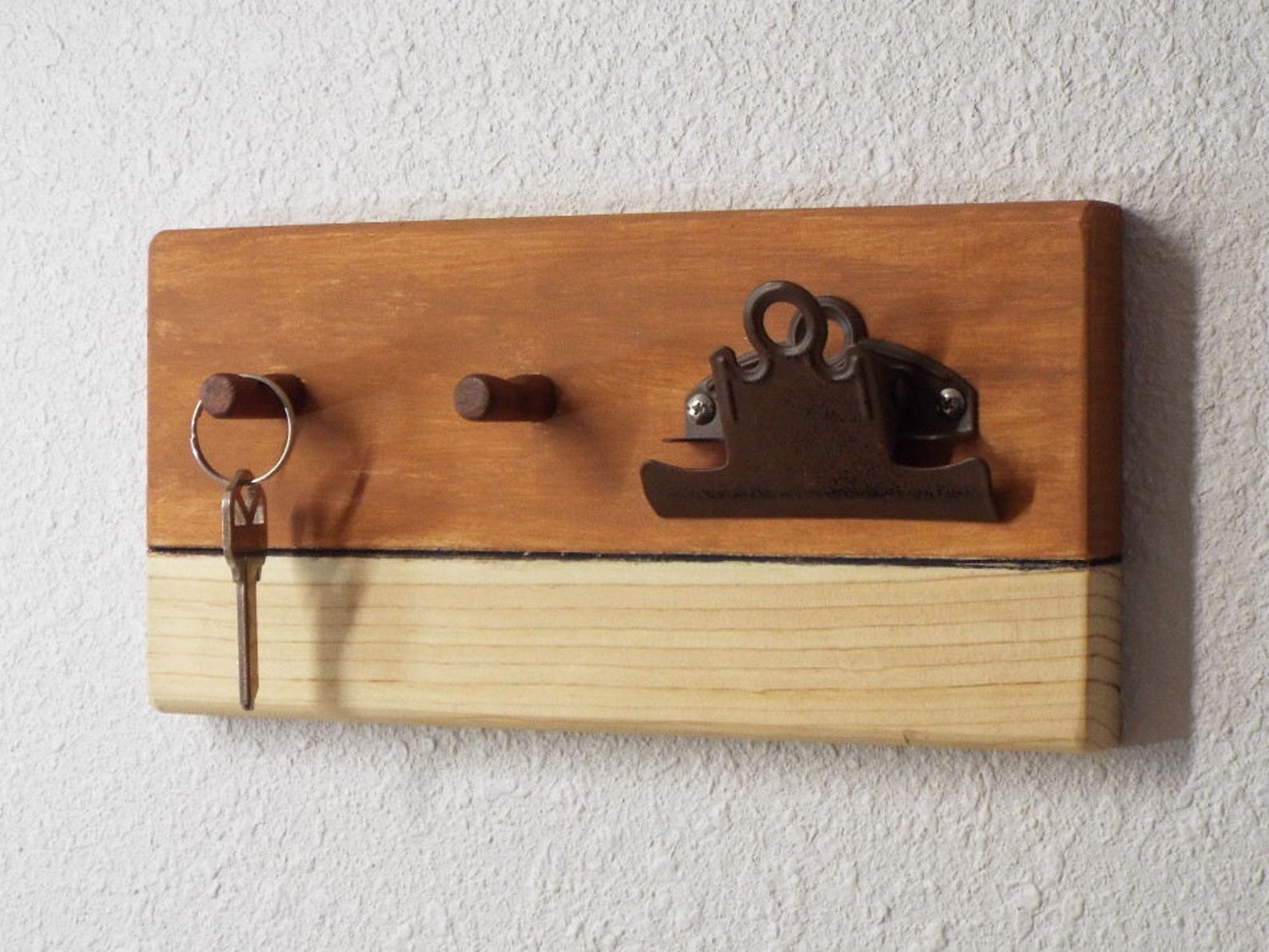 Wood Key Holder Brown Painted Wood Peg Board Organizer With 2 - Etsy