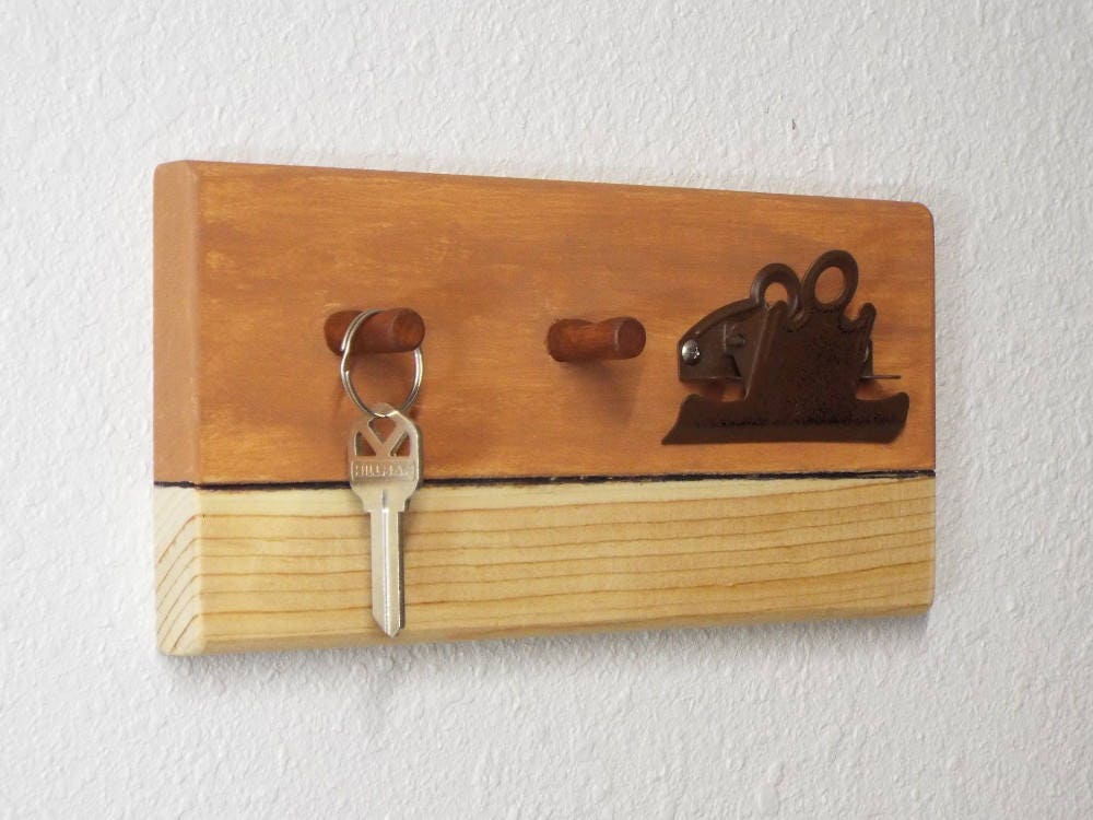 Wood Key Holder Brown Painted Wood Peg Board Organizer With 2 - Etsy