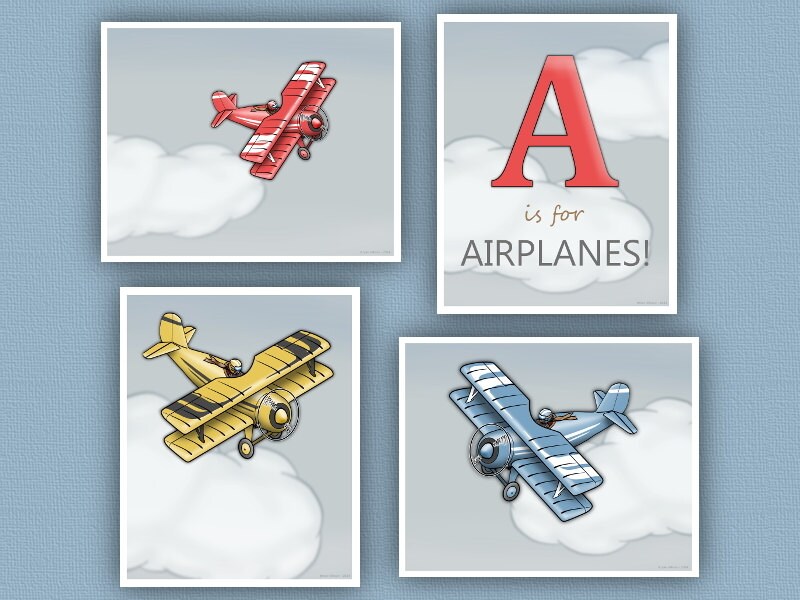 Playroom Airplane, Nursery Aviation, Travel Flying, Kids Room Decor 4 ...