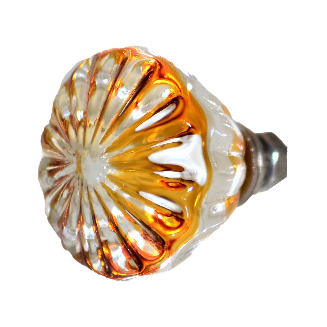 Set of 2 Amber Glass Knobs - Etsy