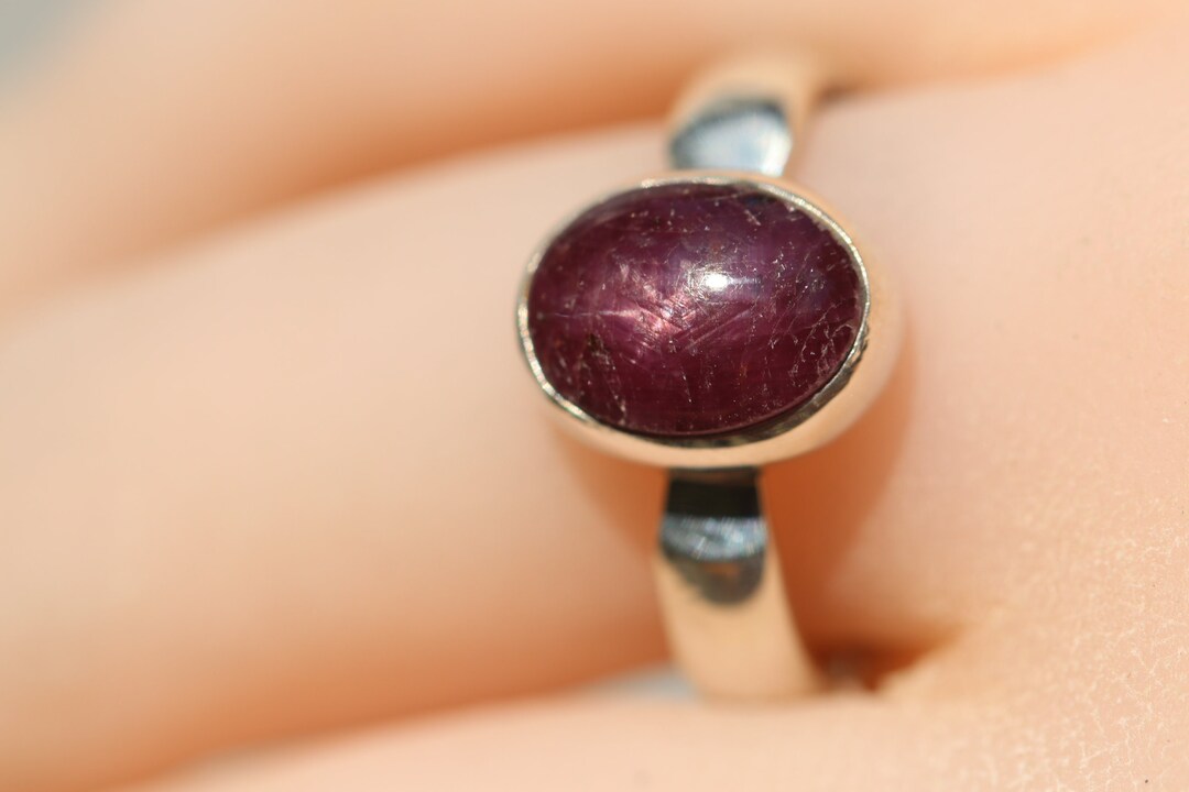 Dark Red Star Ruby Ring, Size 7.75, Natural Untreated Ruby, Handcrafted ...