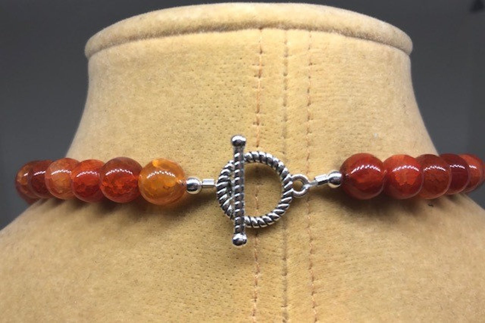 Red Agate Beaded Pendant Necklace, Red Agate Necklace, Red Agate ...