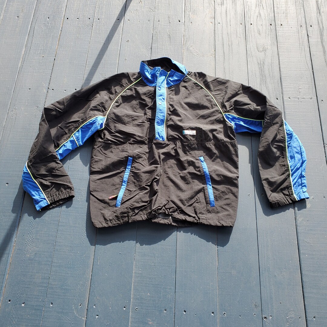 Vintage Hind Ski Jacket: '90s Nylon Anorak, Neon Green Trim - Etsy