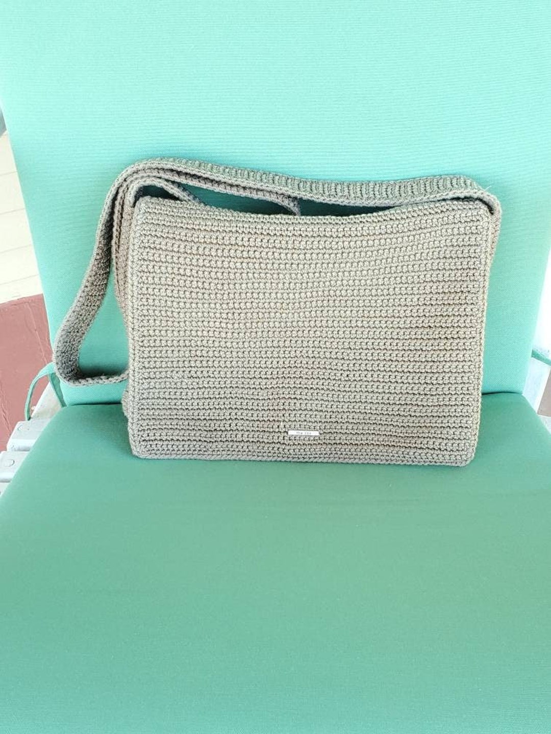 The Sak Crochet Purse Cross Body Flap Top Zippered Top Load Tan Color ...