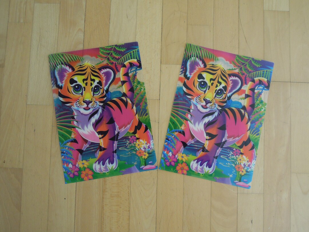 Lisa Frank Forrest the Tiger Cub Vinyl Paper Holder Set of 2 Folders ...