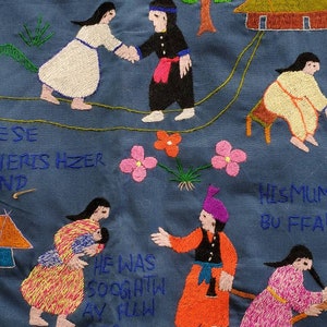 Hmong Story Cloth Embroidered XL Size With Word in Hmong and English ...