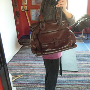 Barneys New York Taste Luxury Humor HUGE Leather Satchel Day Bag Work ...