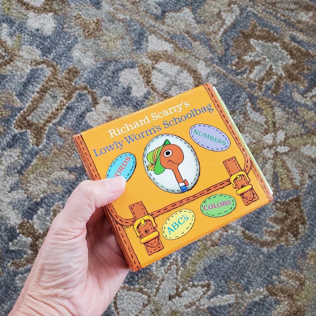 Richard Scarry's Lowly Worm's Schoolbag Boxed Book Set 4 Books Hard ...