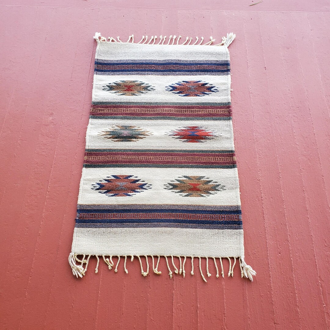Mexican Wool Rug Oaxacan Zapotec Handwoven Southwest Wool Woven Rug 3.2 ...
