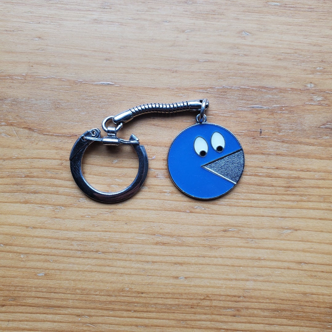 Pac-man Key Chain Vintage 90's Blue Pac-man Keyring - Etsy