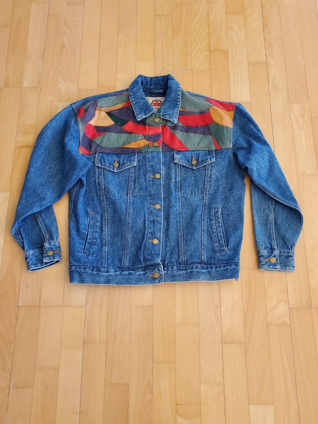 Vintage 80s Patchwork Denim Trucker Jacket - Oversized Blue Creek Jeans ...