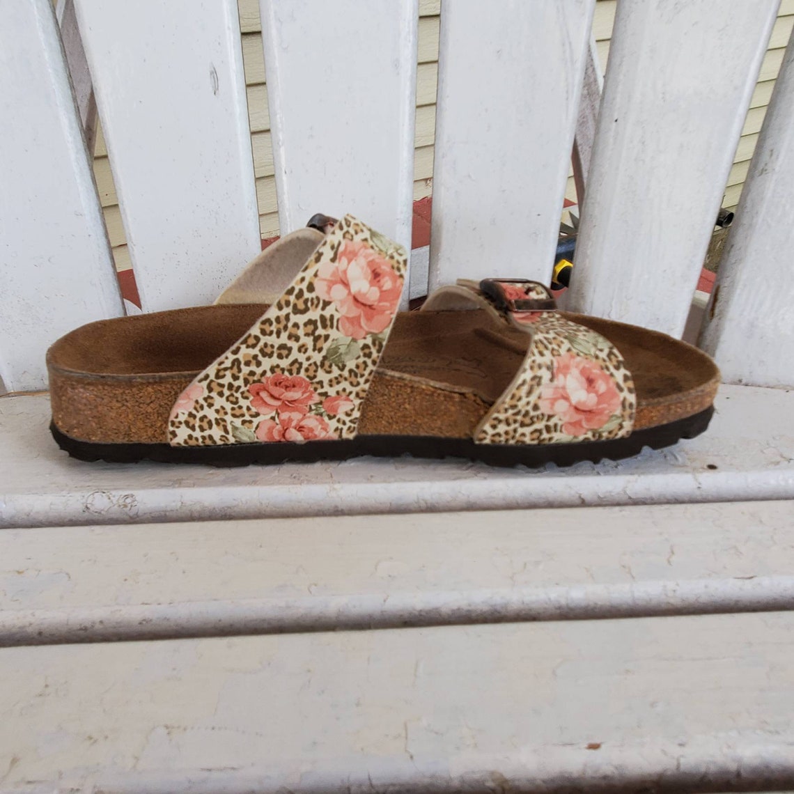 Birkenstock Cheetah Print Floral Sandals Size 36 US Size 5 - Etsy