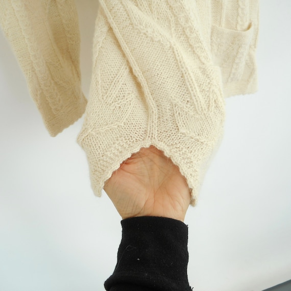 Soft Alpaca Cardigan cable knit Cream Color 100% Baby… - Gem