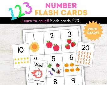 Number Cards Printable Number Cards Kids Activity Cards Workbook ...