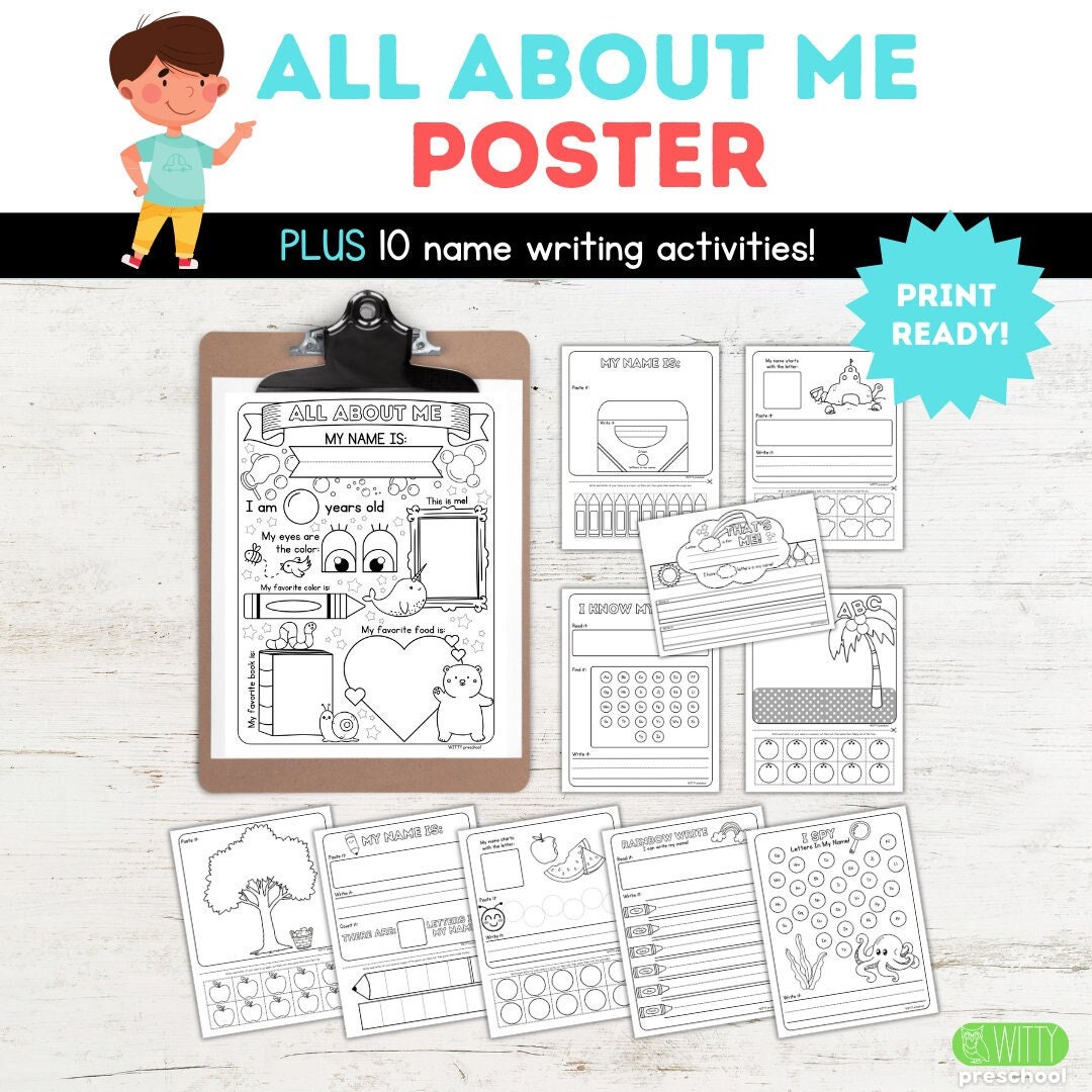 All About Me + Name Writing - Etsy