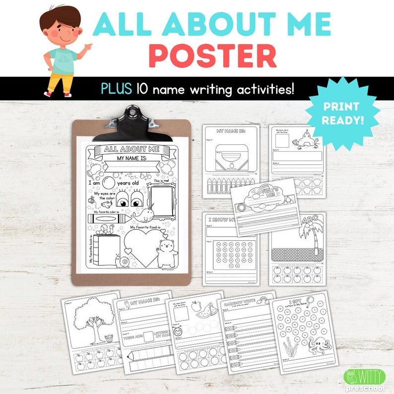 All About Me + Name Writing - Etsy