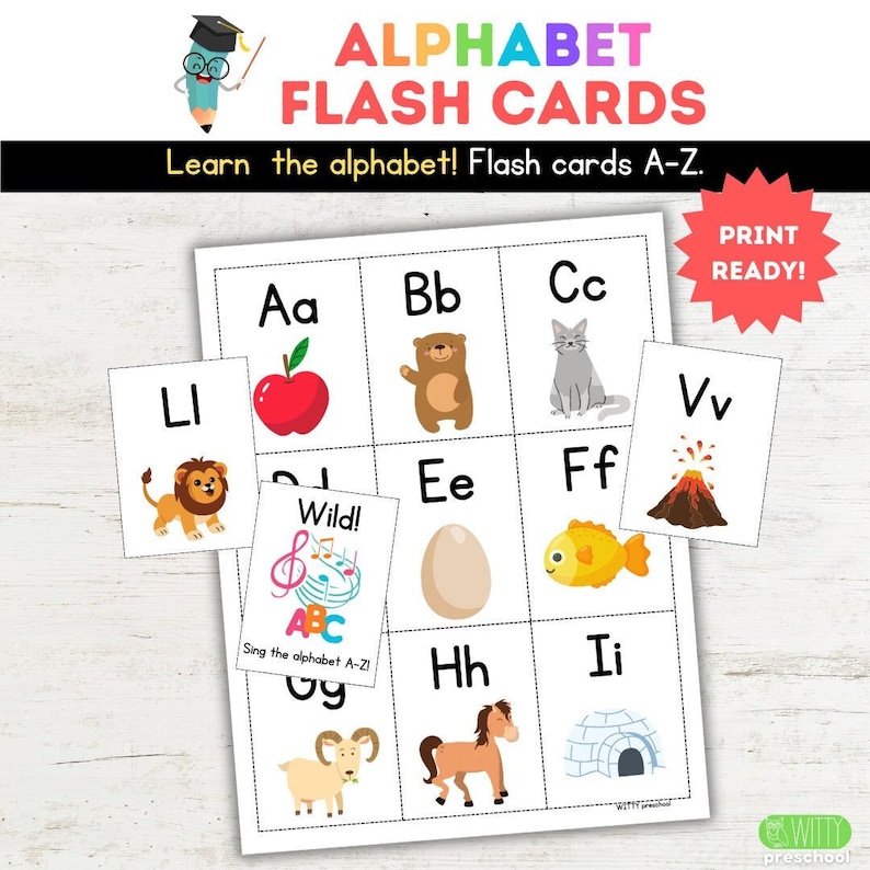 Printable Alphabet Flash Cards - Etsy