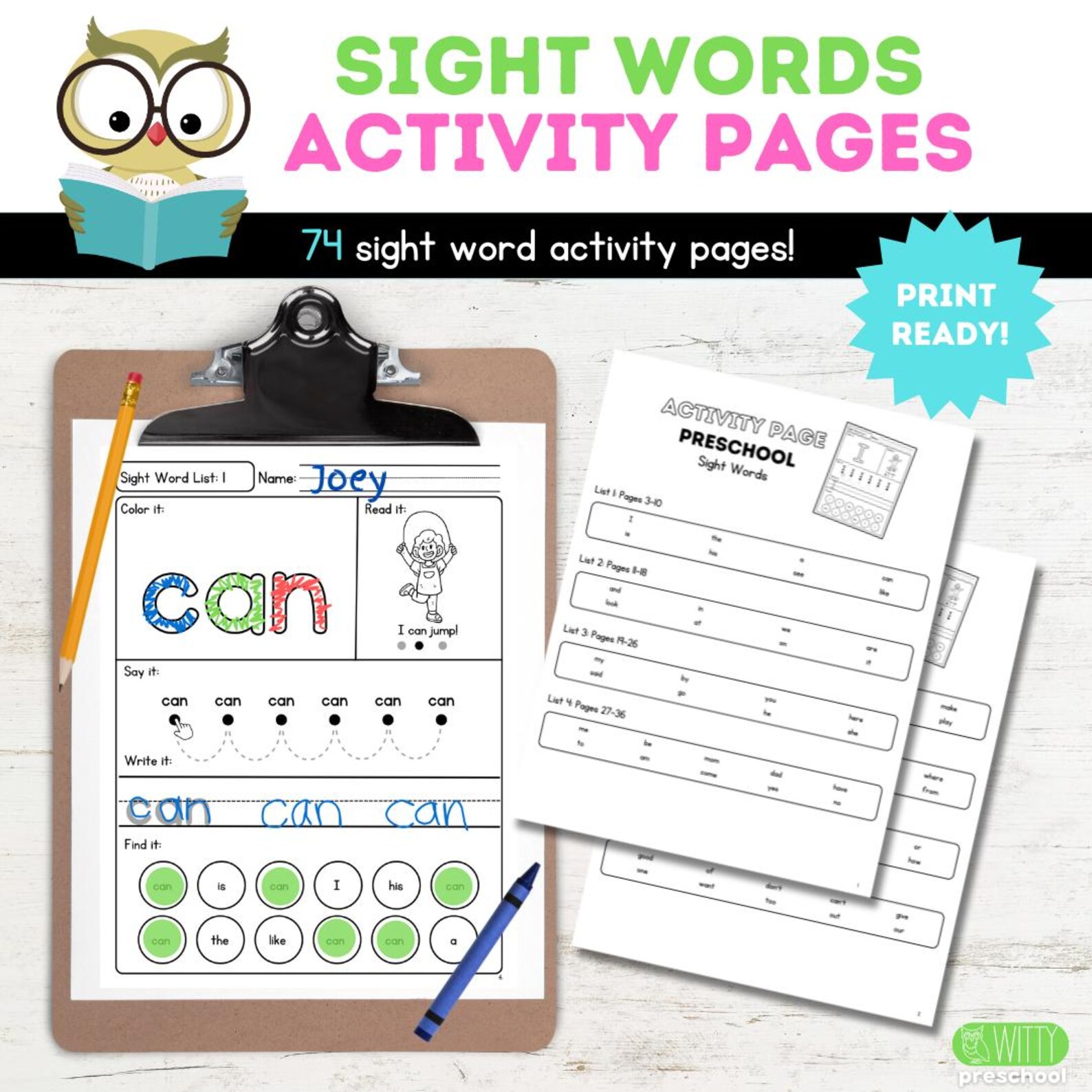 Printable Sight Word Activity Pages - Etsy