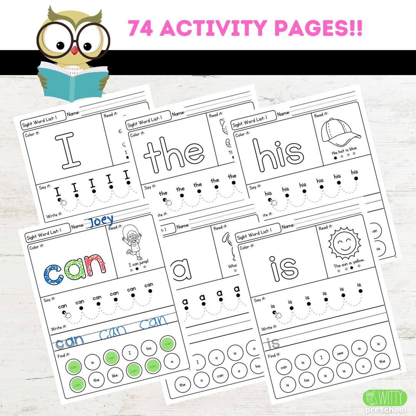 Printable Sight Word Activity Pages - Etsy