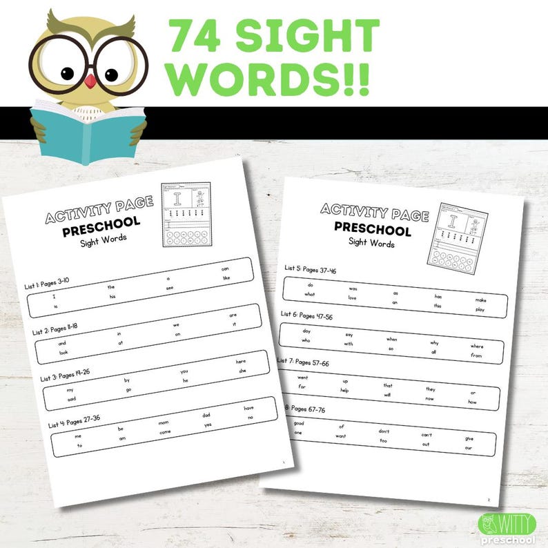 Printable Sight Word Activity Pages - Etsy