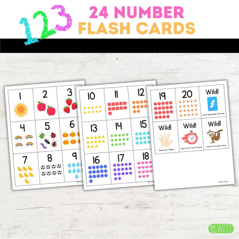 Printable Number Flash Cards 1-20 - Etsy