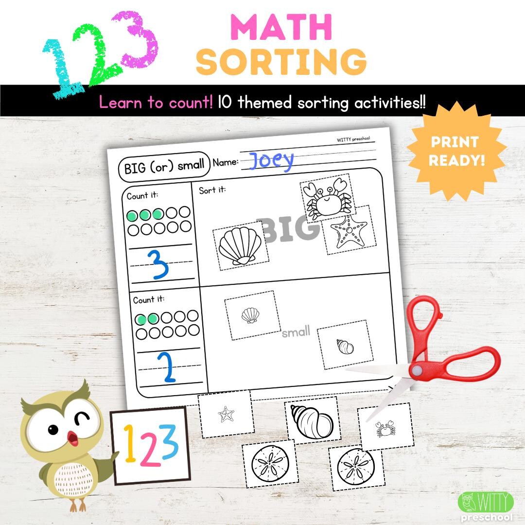 Printable Preschool Math Sorting - Etsy