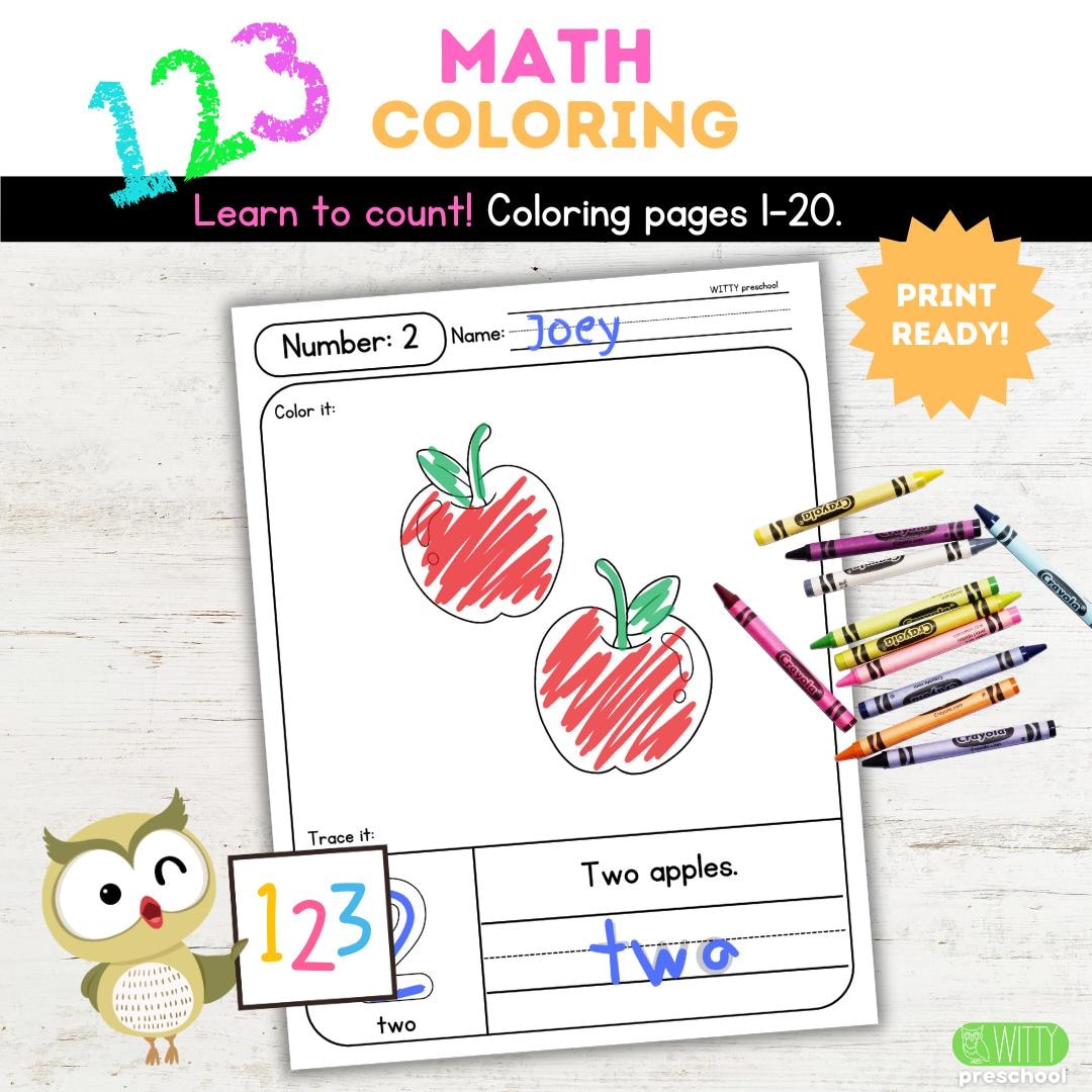 Printable Preschool Math Coloring - Etsy