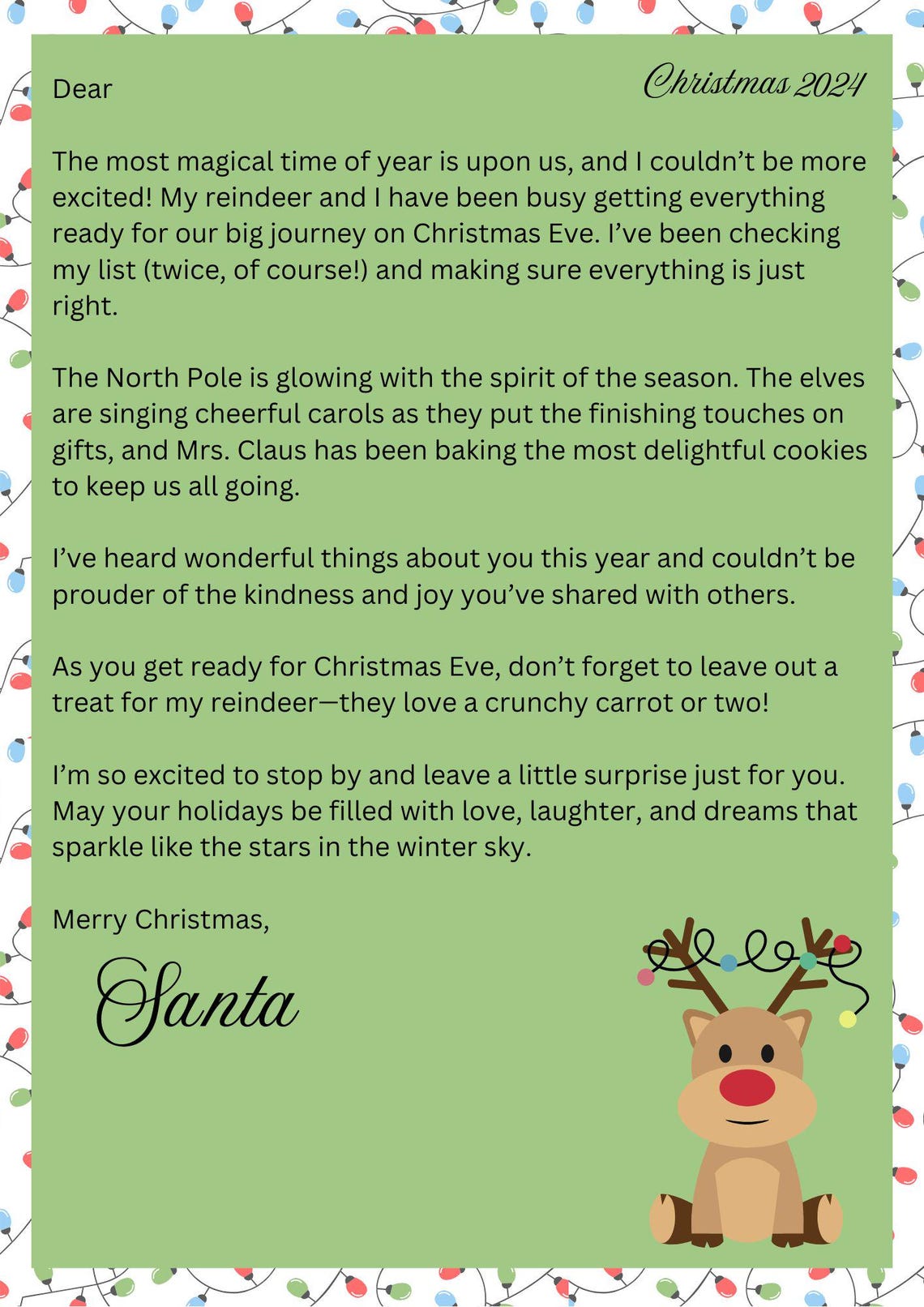 Santa Response Letter - Etsy