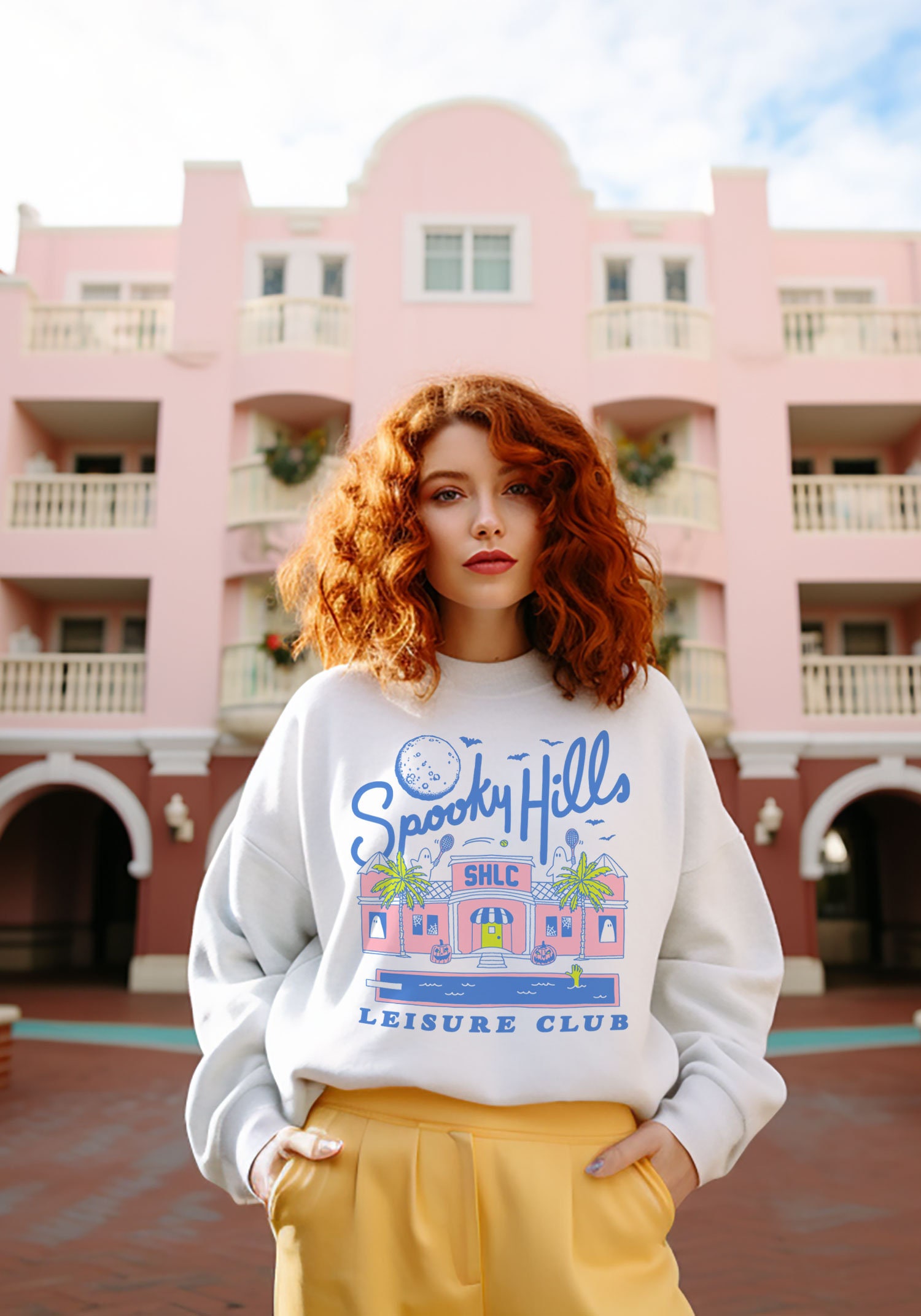 Spooky Hills Leisure Club Sweatshirt: Retro Halloween Ghost Graphic - Etsy
