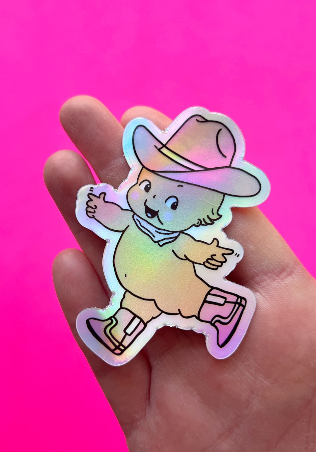 Cowpoke Kewtie Hologram Sticker, Cowgirl Stickers, Kewpie Sticker ...