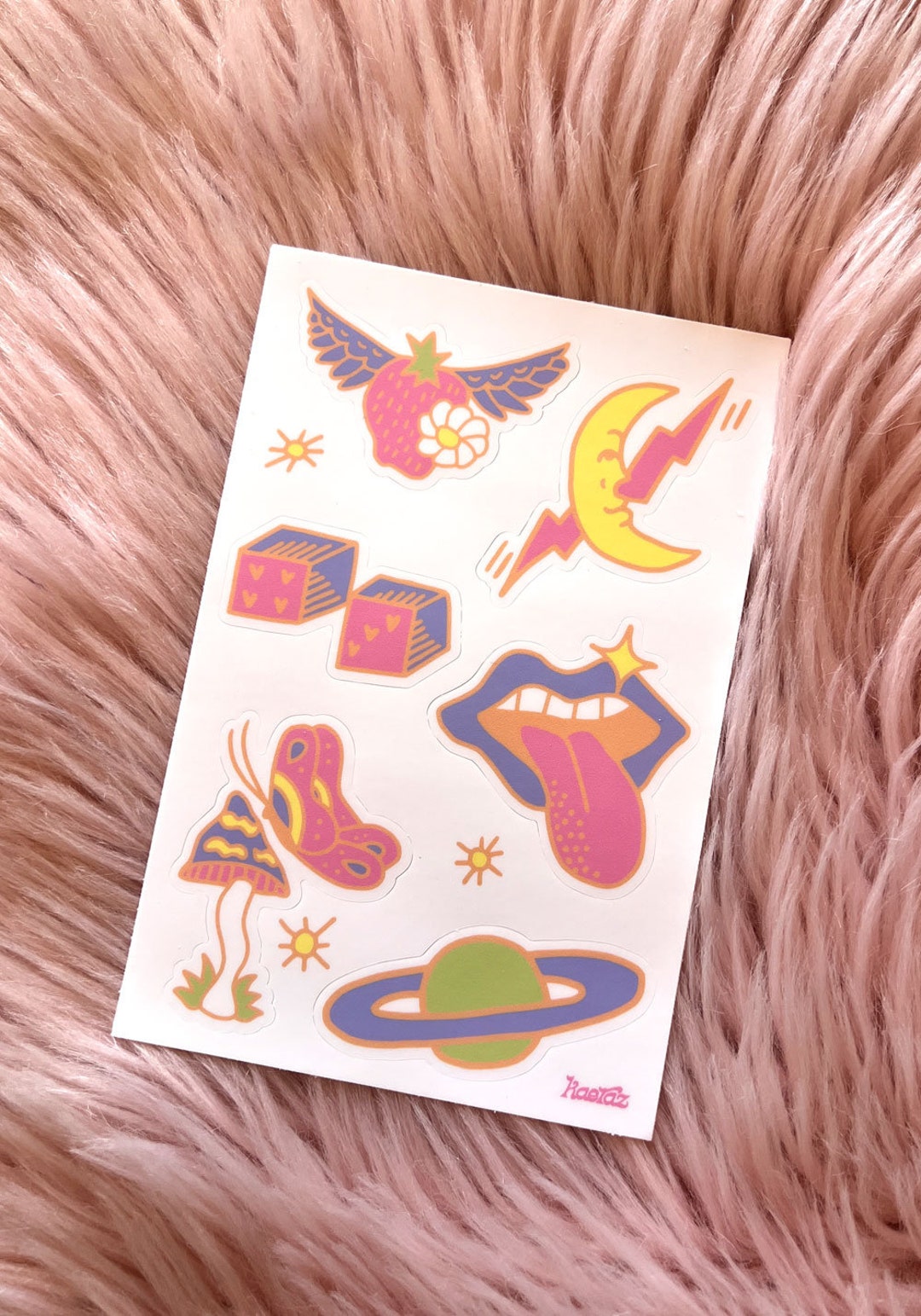 Girlypop Flash Tattoo Sticker Sheet: Vintage-inspired Vinyl Stickers - Etsy