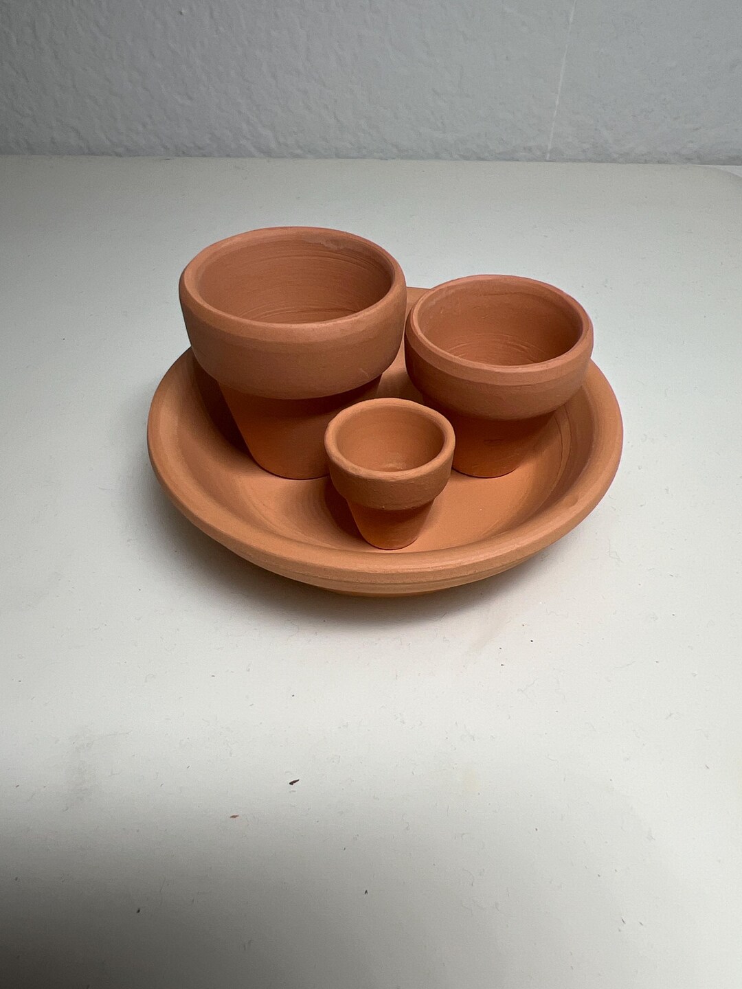 4 Piece Terra Cotta Pot Saucer Plate Set Miniature Fairy Garden - Etsy
