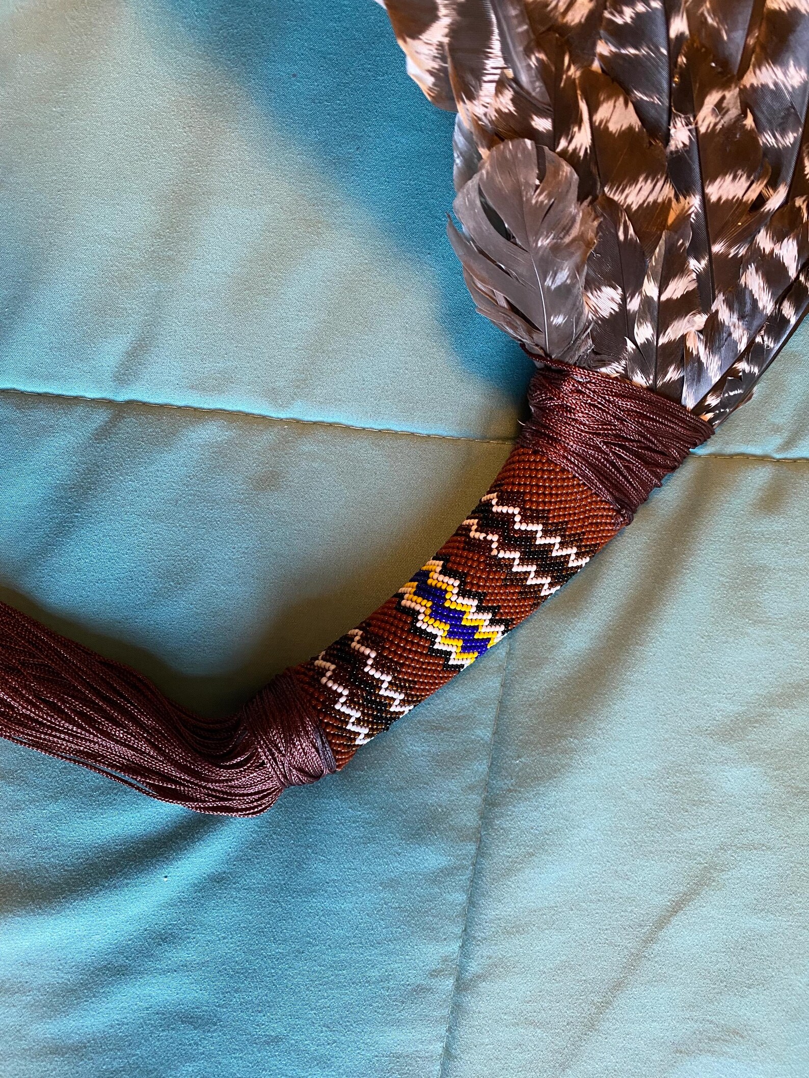 Turkey Feather Fan - Handcrafted Peyote Sticks - Mtmancreation - Etsy