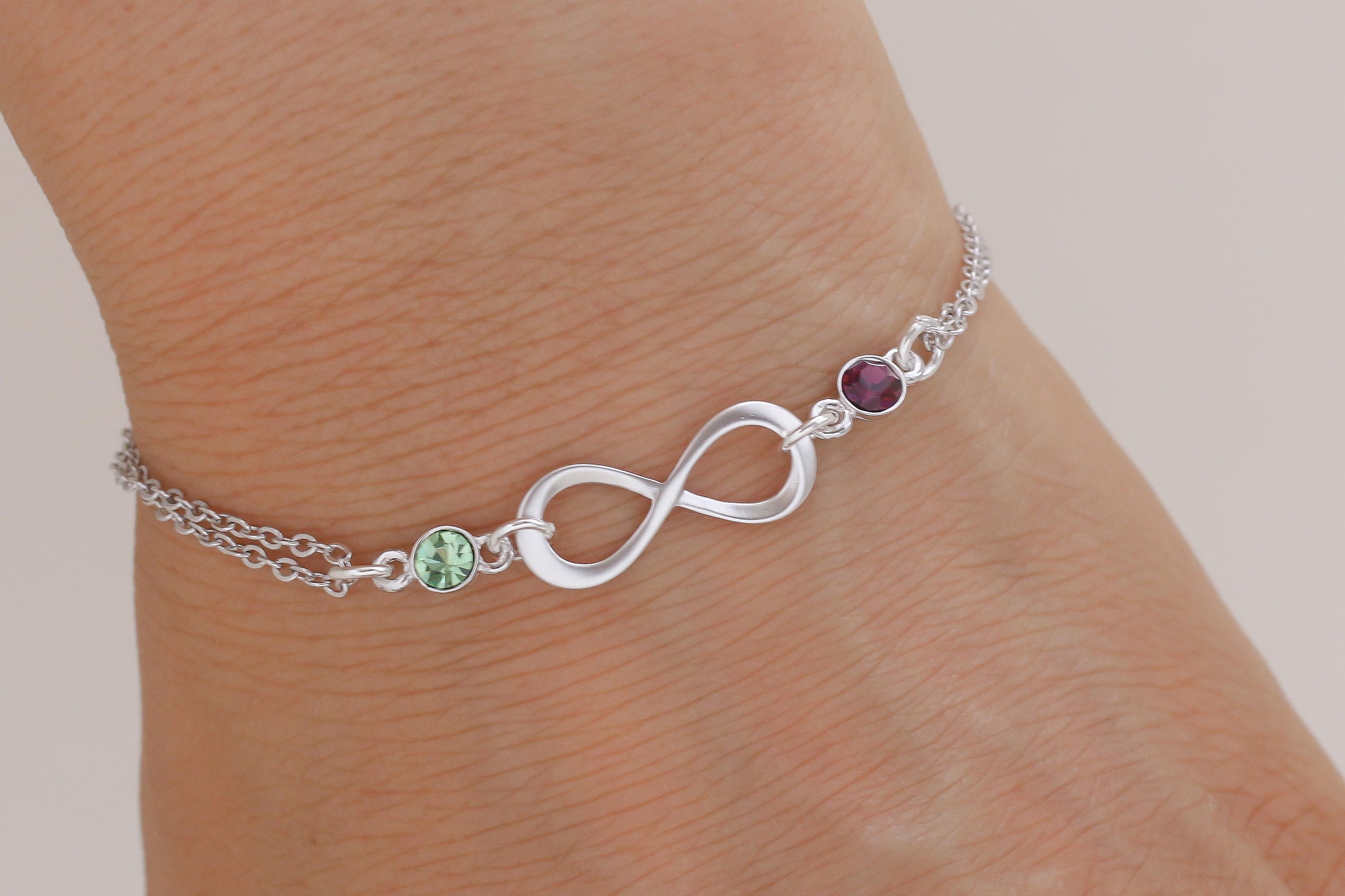 Infinity Birthstone Bracelet Infinity Jewelry Custom Etsy
