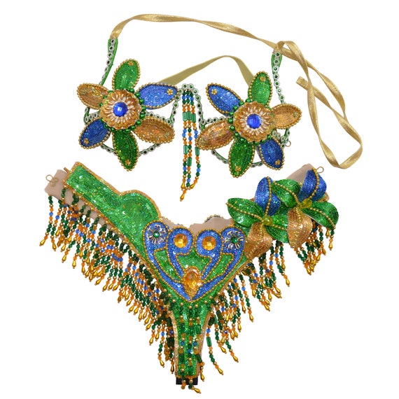 Samba Show Girl Bra Bikini Brazilian Flag Colors Set Belly | Etsy