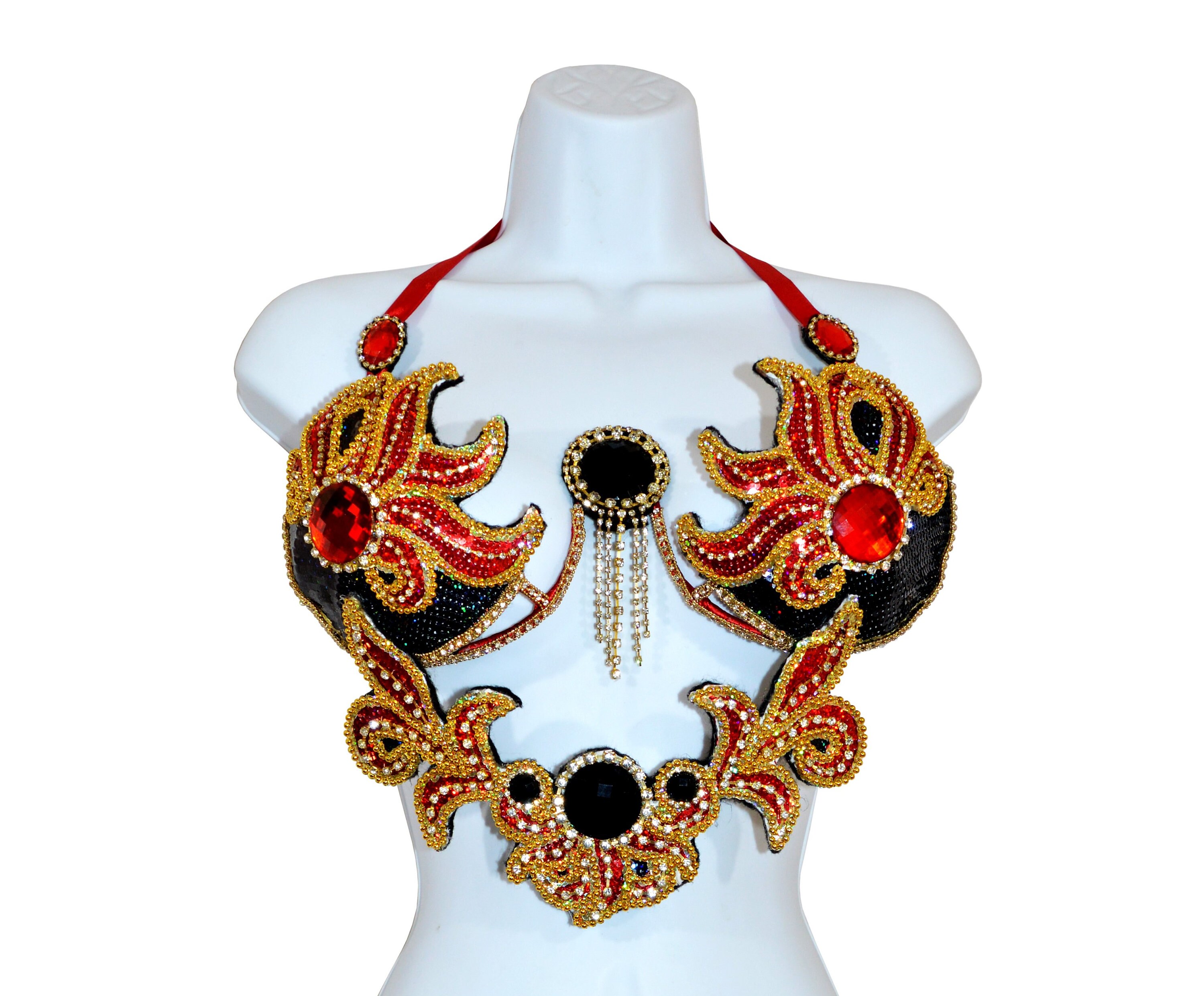 SAMBA Bra Bikini Brazilian Set/red Gold Black /belly Dance/bikini ...