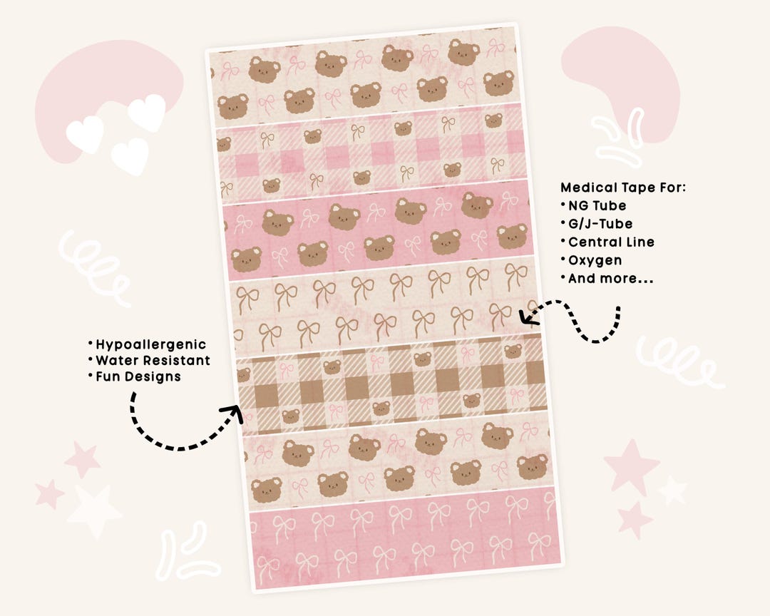 Bows and Bears NG Tube Tape Adhesive Medical Tape for Feeding Tubes ...