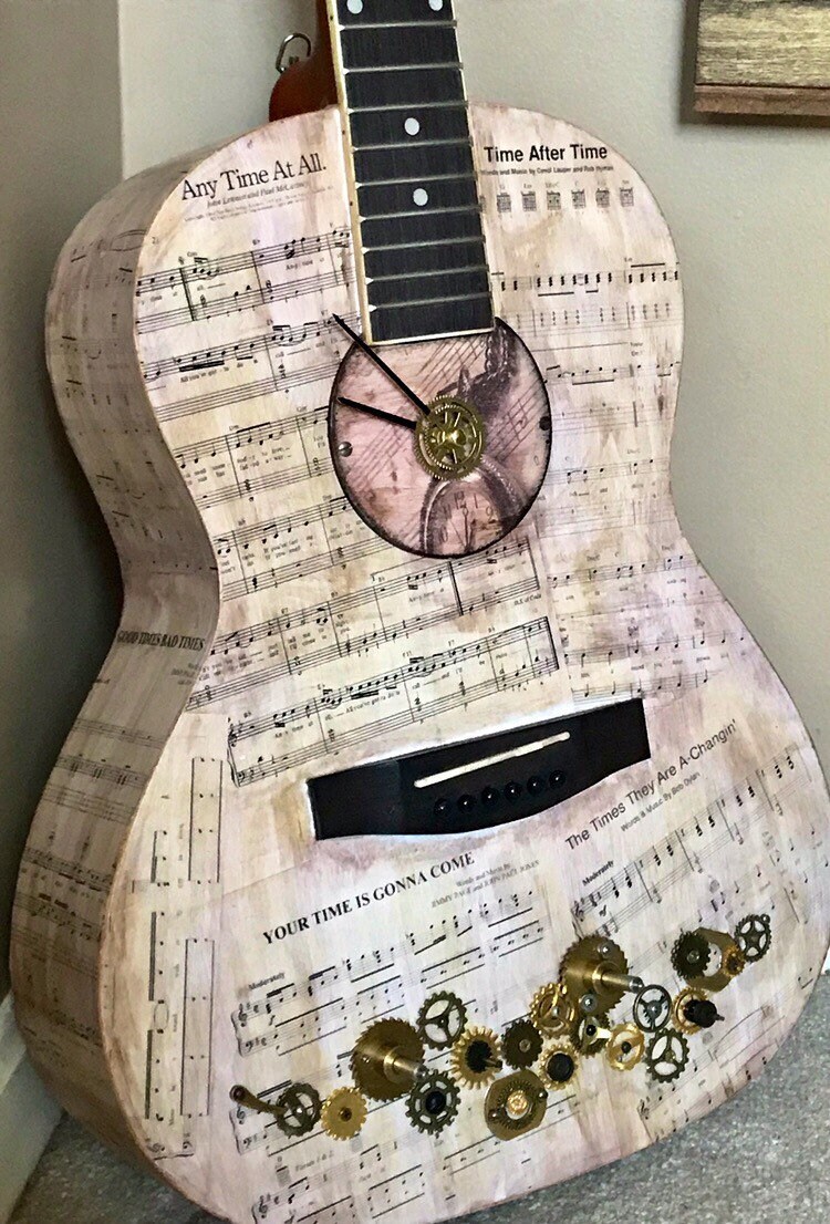 Time Steampunk Full Size Acoustic Guitar Clock Art Piece - Etsy