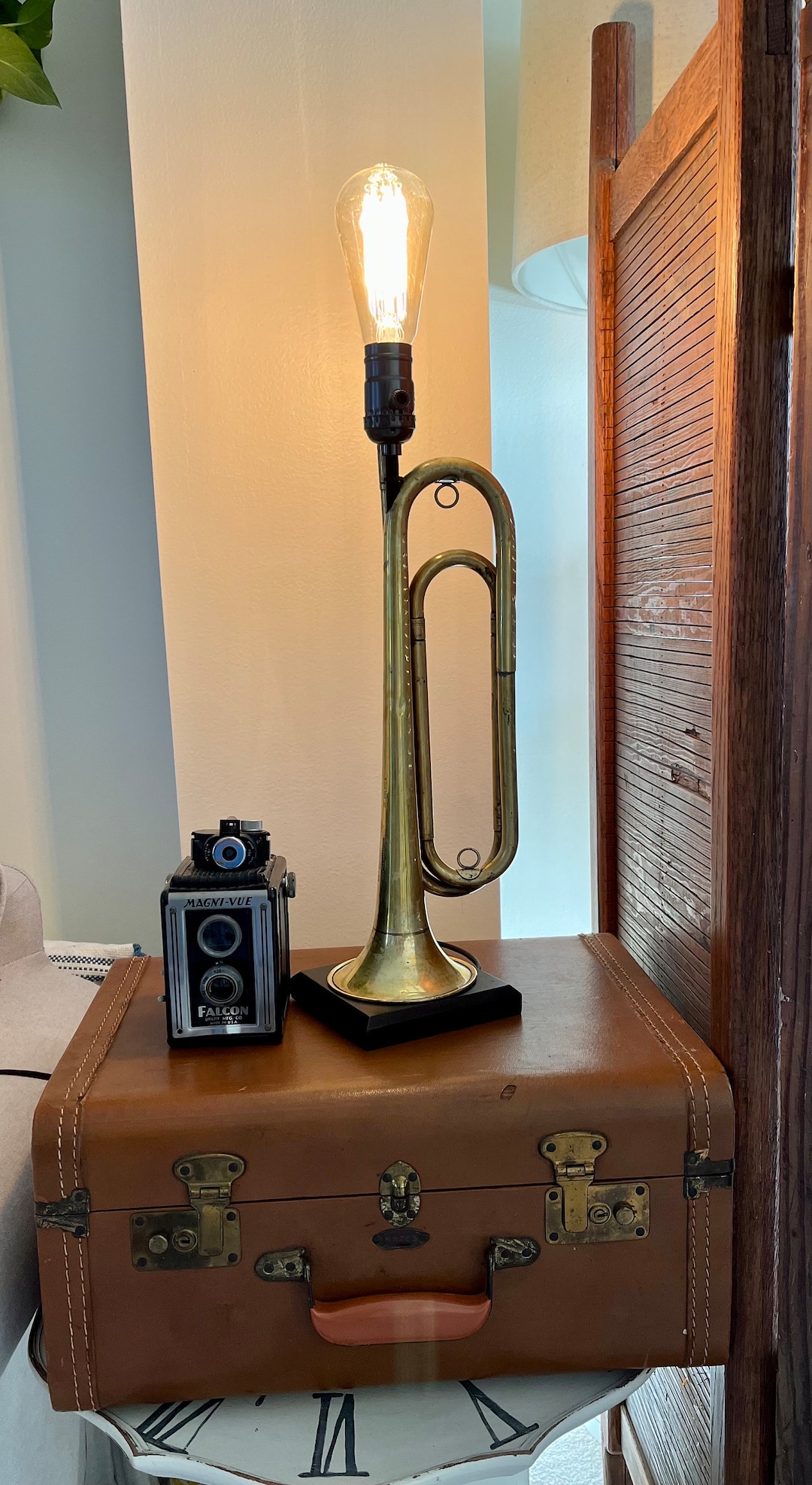 Repurposed Brass Toned Boy Scouts Bugle Table Lamp With an Edison ...