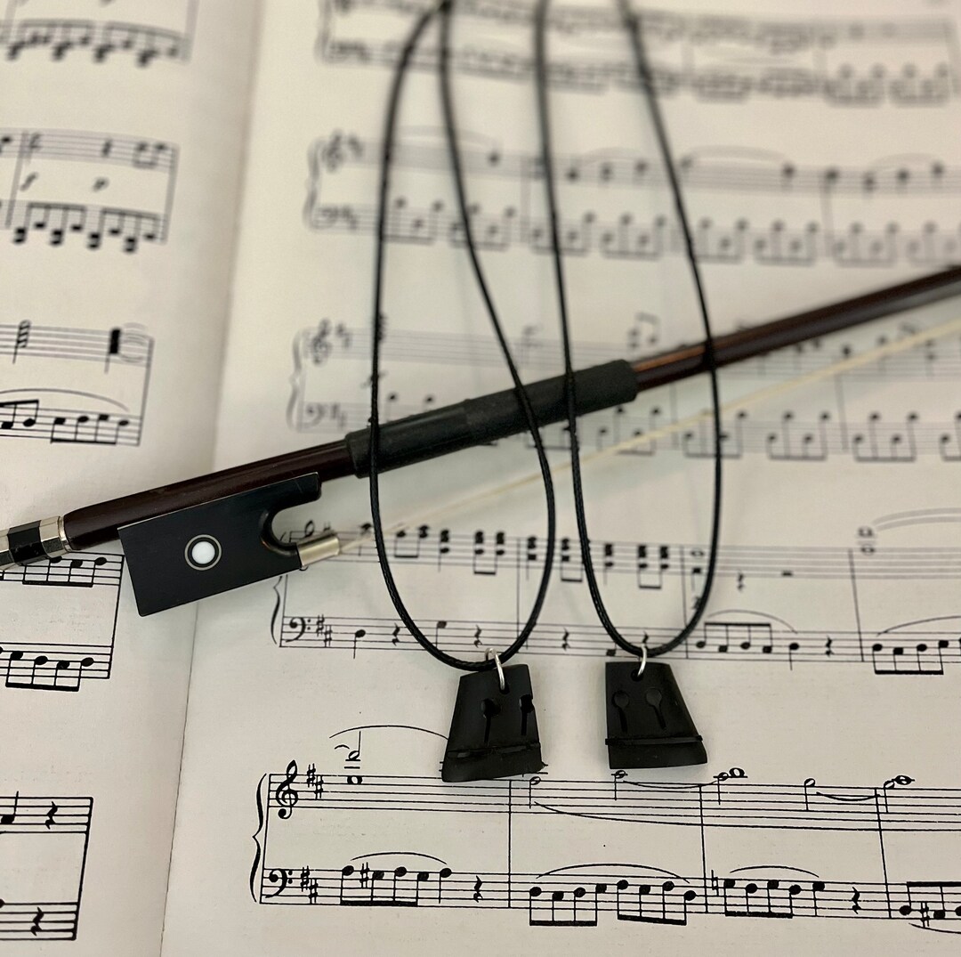 Upcycled Ebony Wood Violin Tailpiece Pendant on Faux Black Leather Cord ...