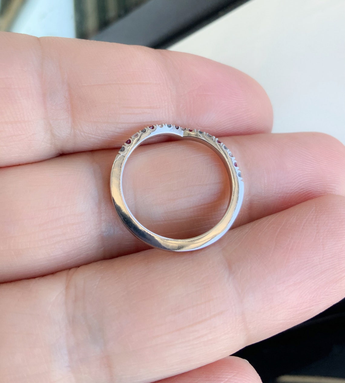 Diamond Ruby Blue Topaz Chevron Ring 1.5m Alternating Pave 3 - Etsy