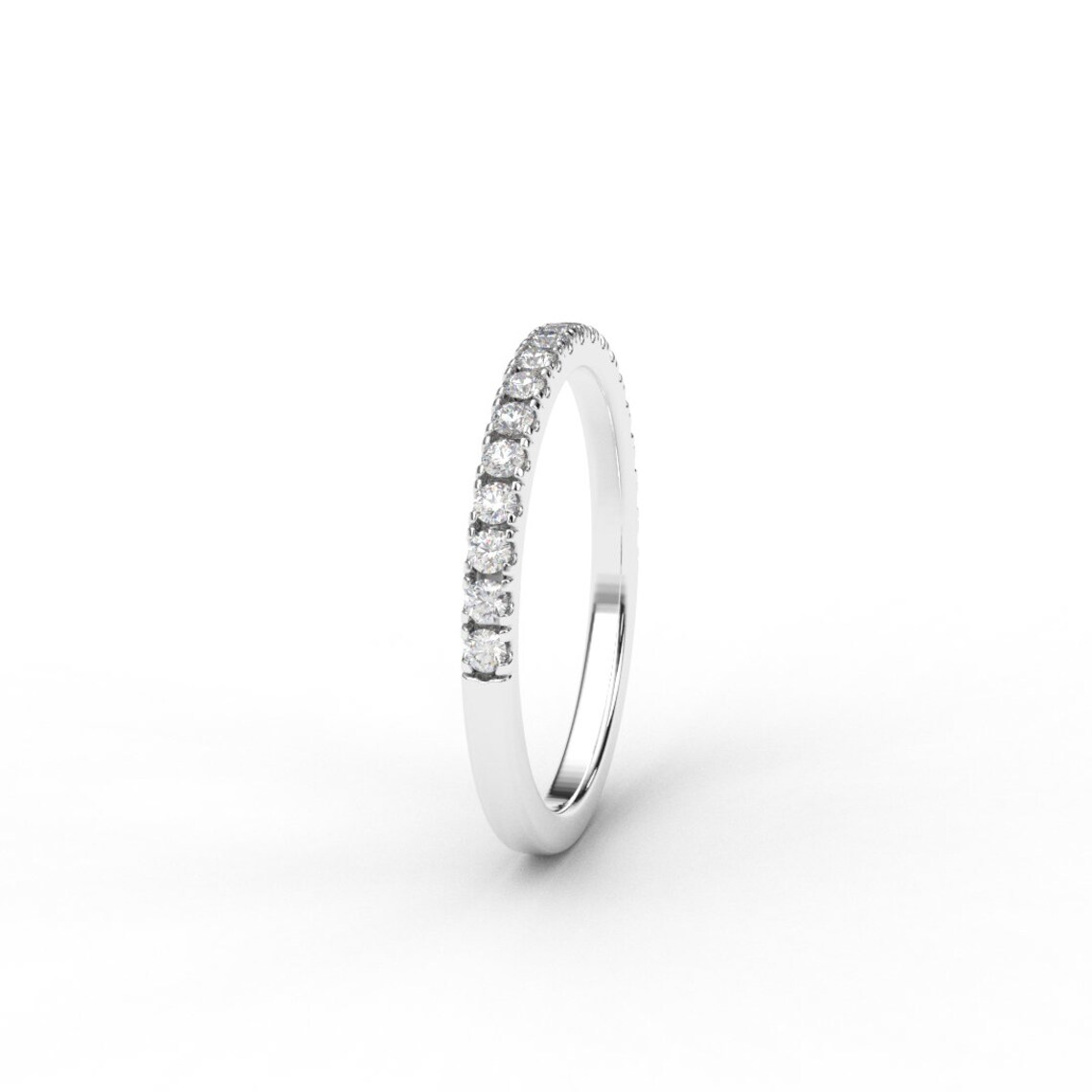 Women's Half Eternity Lab Grown Diamond Pave Ring/ 2mm Lab - Etsy