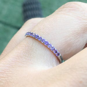 Amethyst Half Eternity Band Ring/ 1.8 MM Amethyst Infinity Ring ...