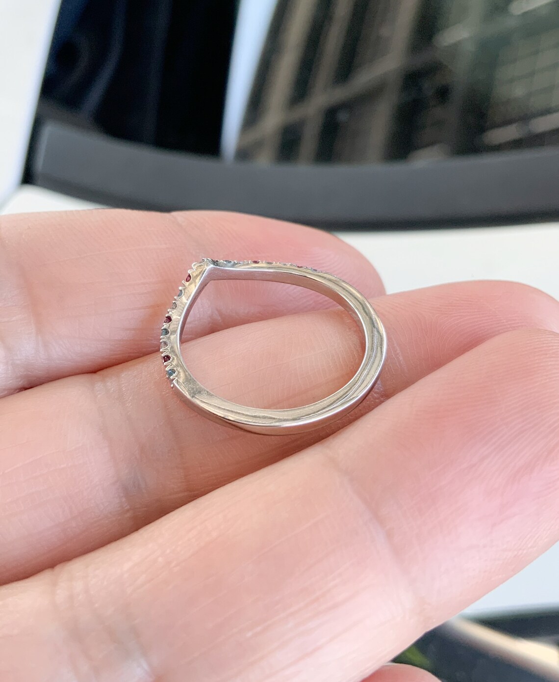 Diamond Ruby Blue Topaz Chevron Ring 1.5m Alternating Pave 3 - Etsy