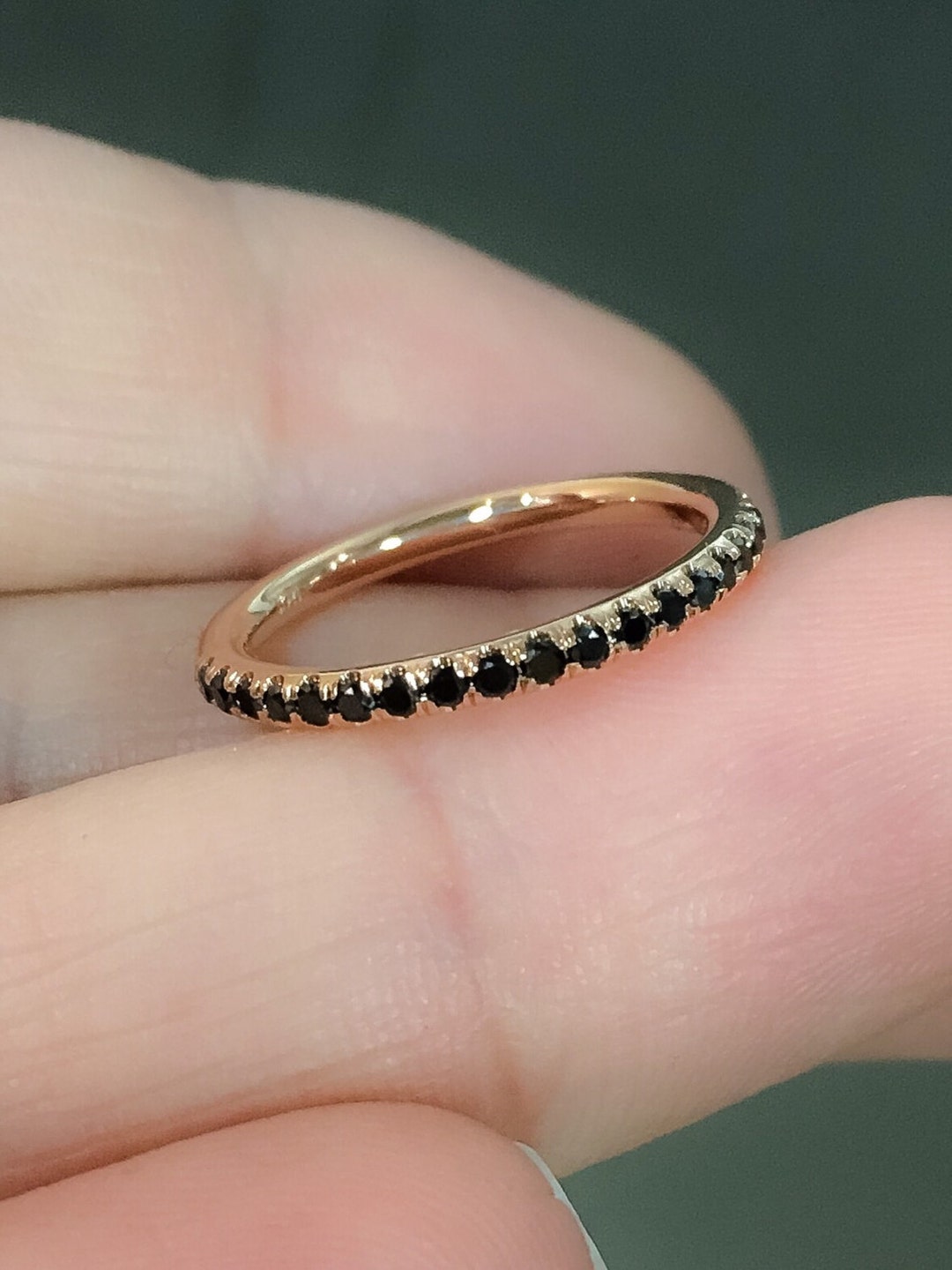 Black Diamond Band/ Pave 1.8mm Full Eternity Ring/ Black Diamond ...